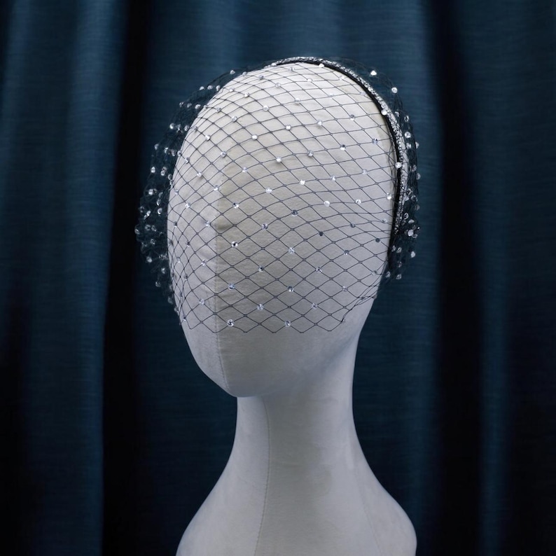 Vintage-inspired Birdcage Veil in Black, White or Pink • Crystal Accent ...