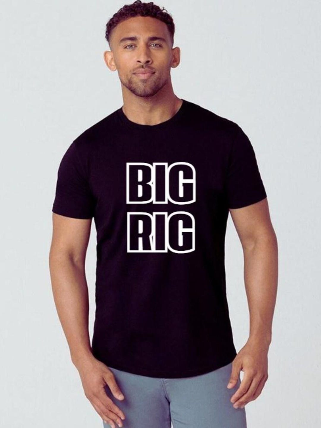 BIG RIG Unisex Heavy Cotton Tee, Men's T-shirt Black Clothes Black Tees ...