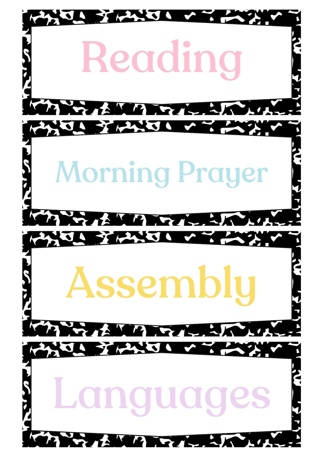 Classroom Daily Timetable Display, Black and White/pastel - Etsy