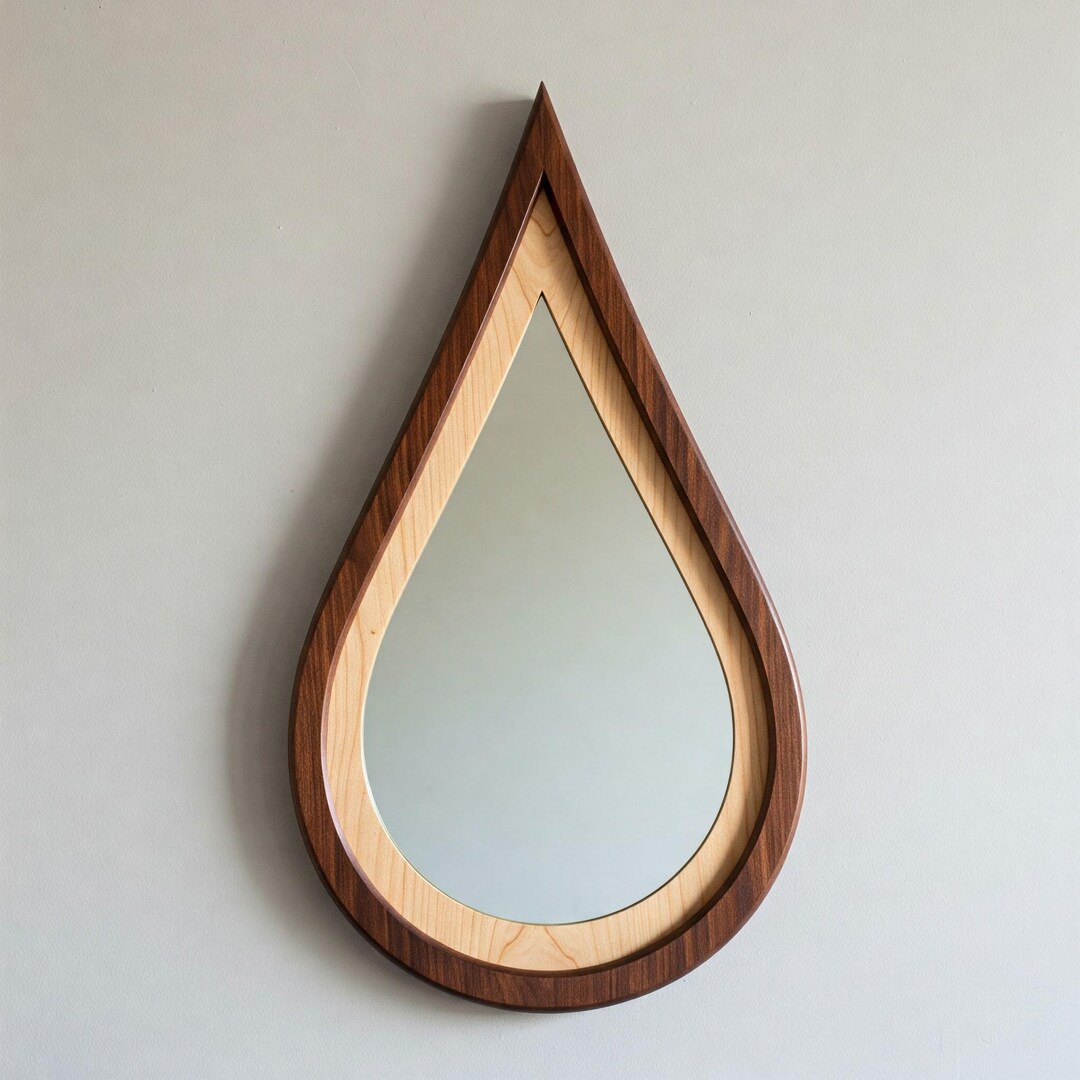 29"x17" Minimalist Wooden Water Drop Mirror Frame – Elegant ...