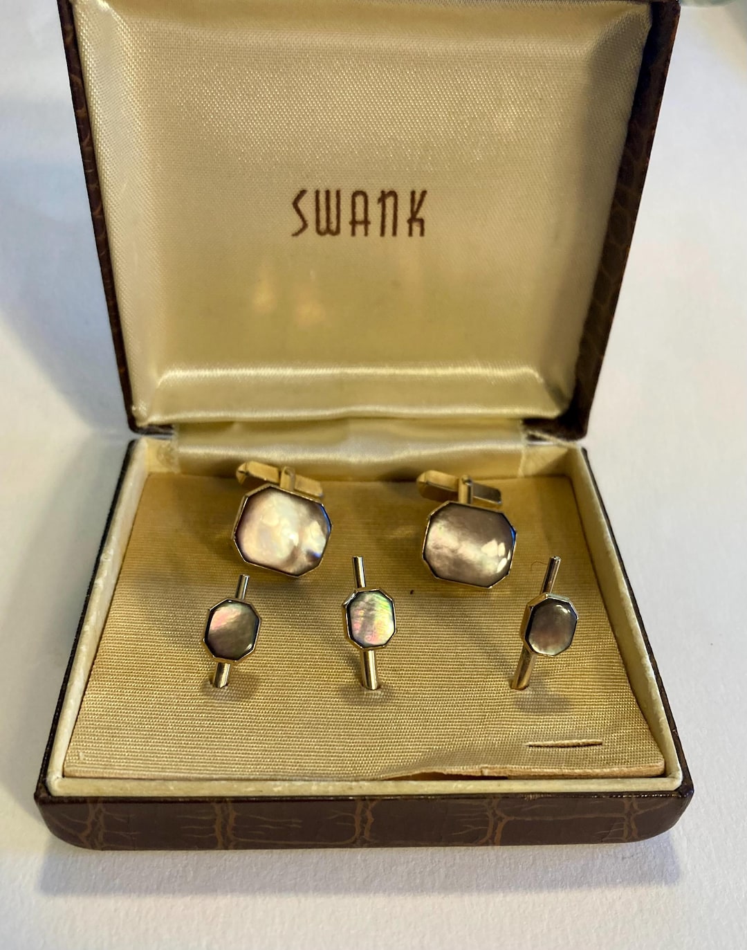 VINTAGE SWANK ABALONE Cufflink Set - Etsy