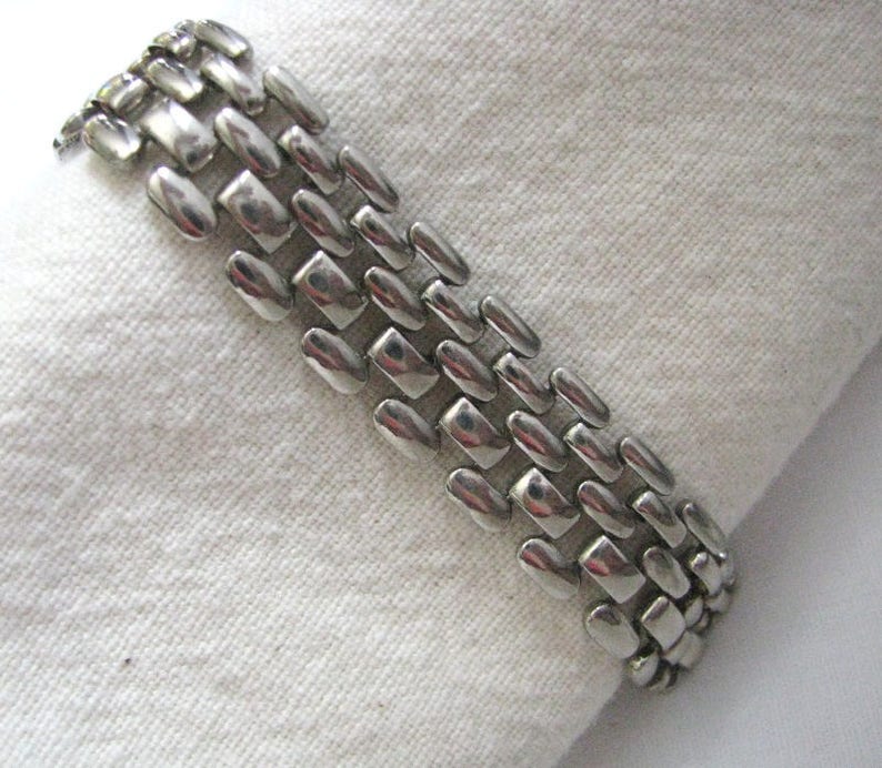 Vintage Silver Tone Link Bracelet With Fold Over Clasp - Etsy
