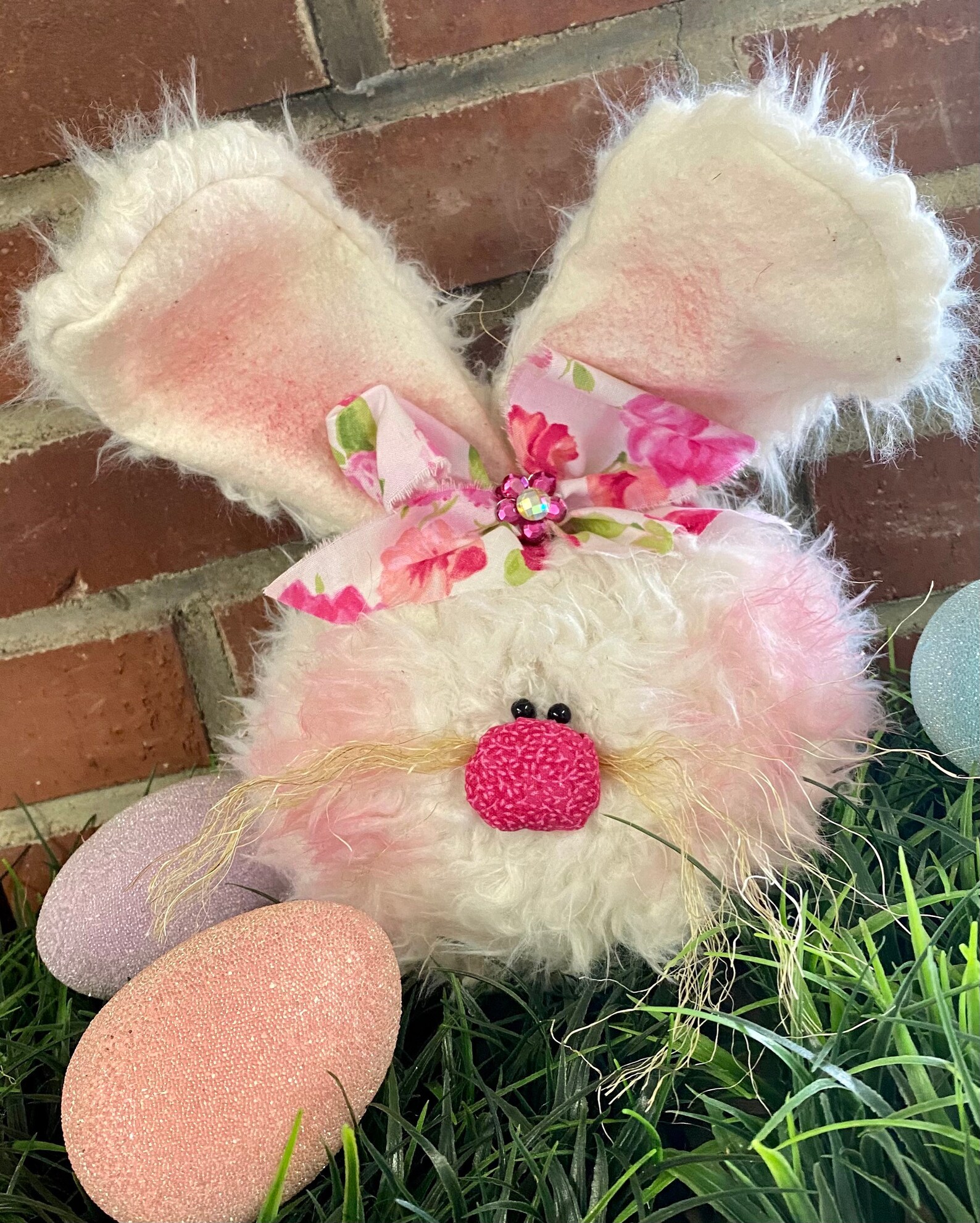 Pink Floral Fuzzy Bunny Head - Etsy