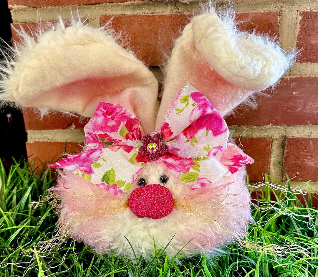 Pink Floral Fuzzy Bunny Head - Etsy