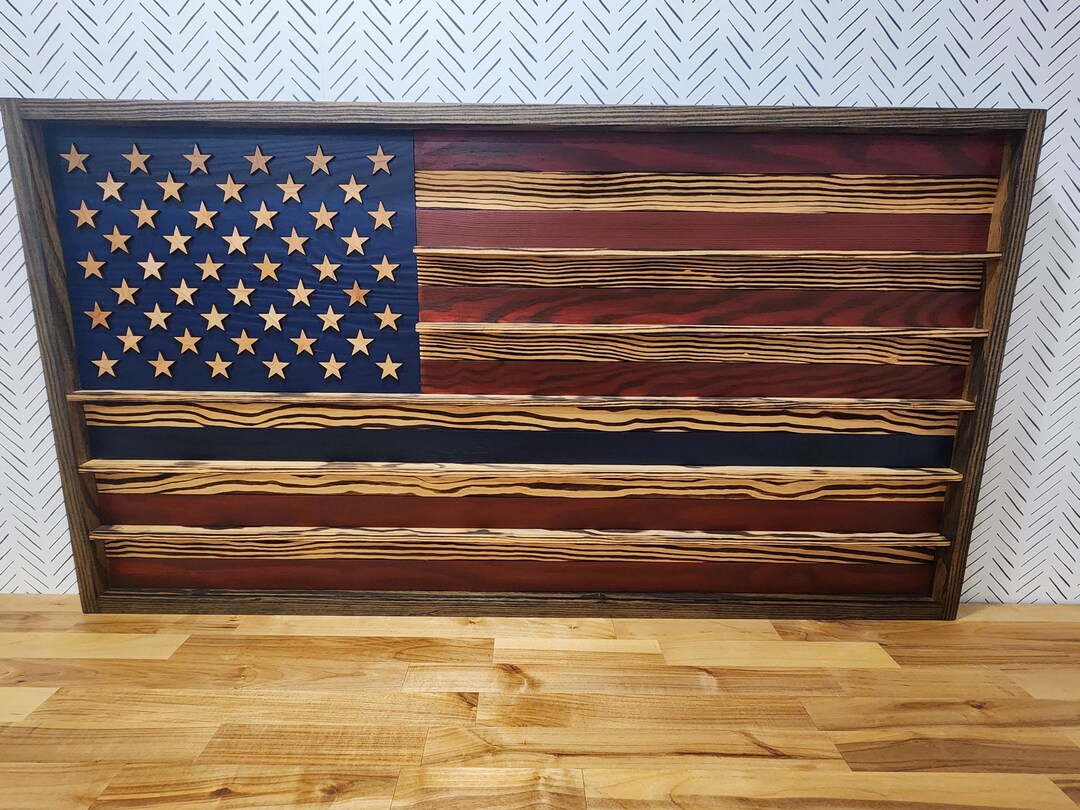Large Custom American Flag Wooden Challenge Coin Holder 100 Coins USA ...