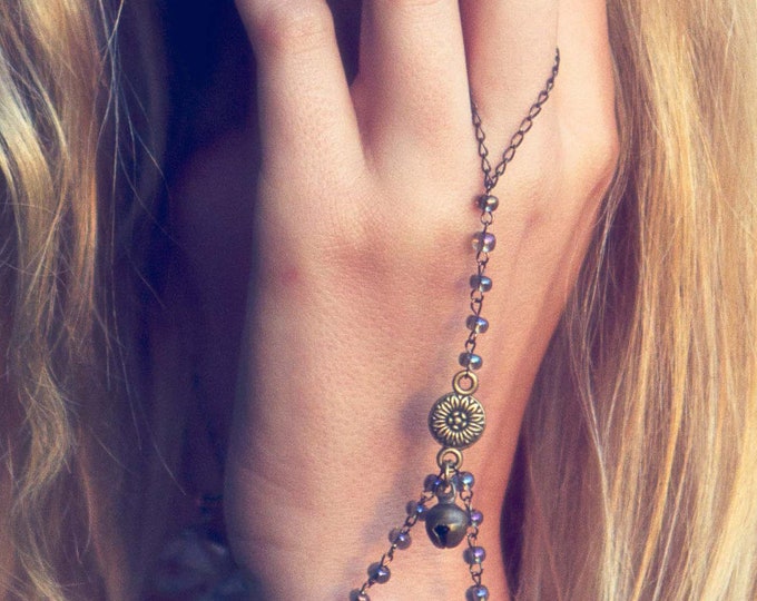 Jeweled Flower Gypsy Hand Adornment Bracelet - Etsy