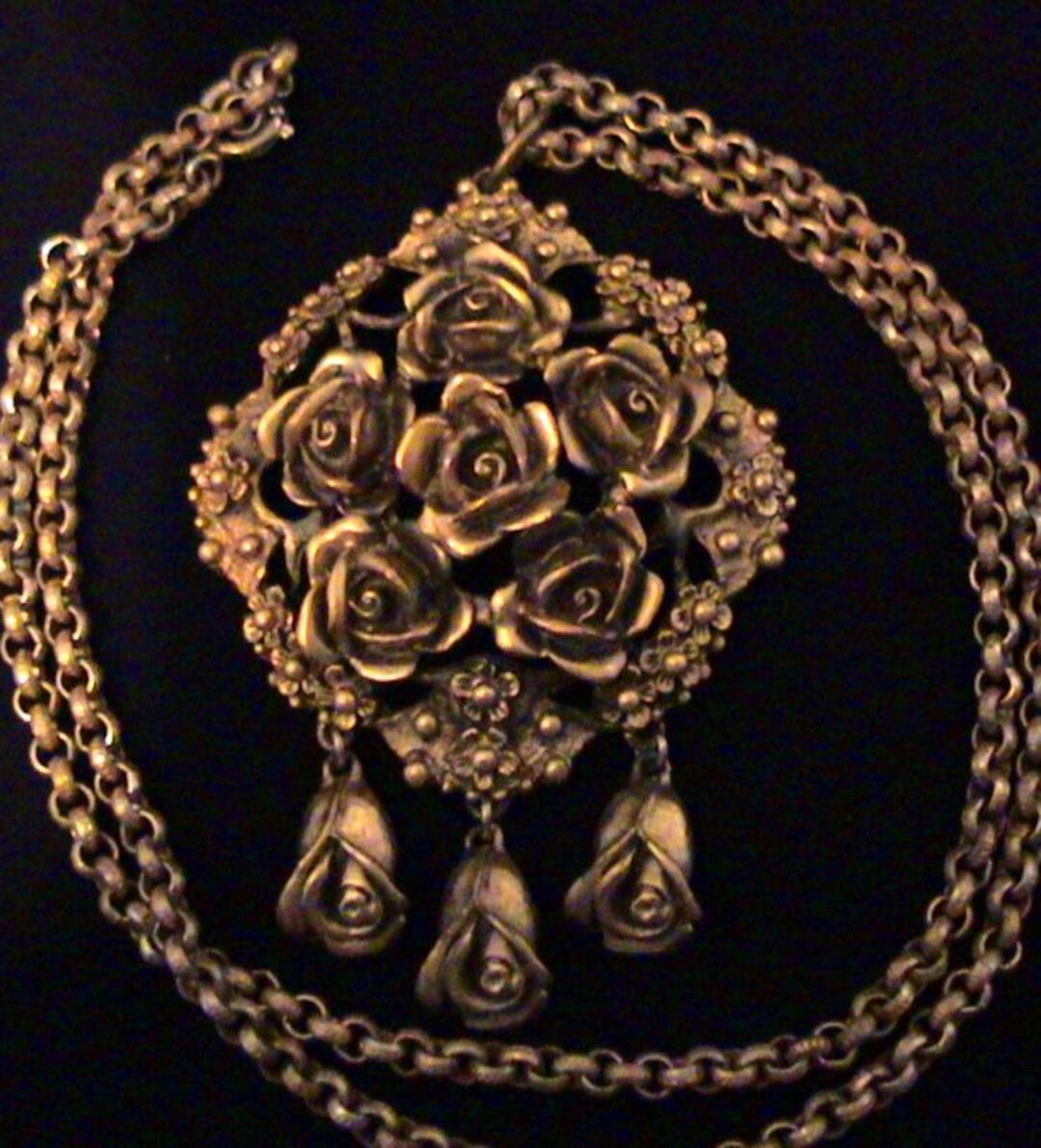 Vintage TORTOLANI Rose Pendant Necklace - Etsy
