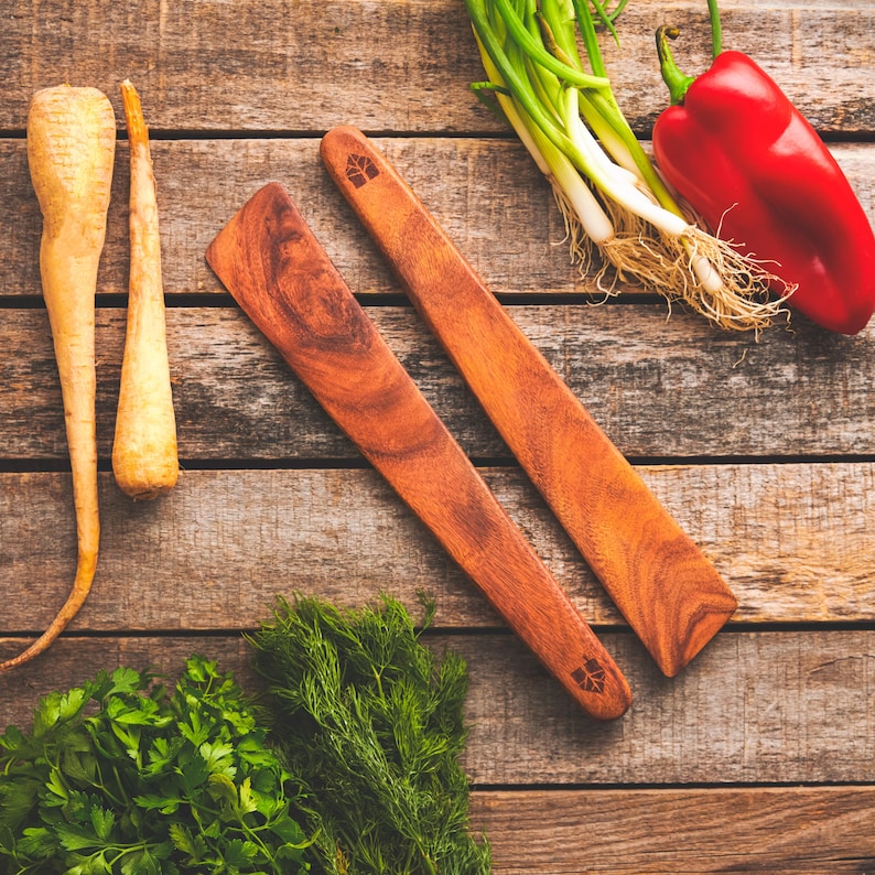 Teak Wood Spatula Set: Hand Carved Eco-friendly Cooking Utensils - Etsy