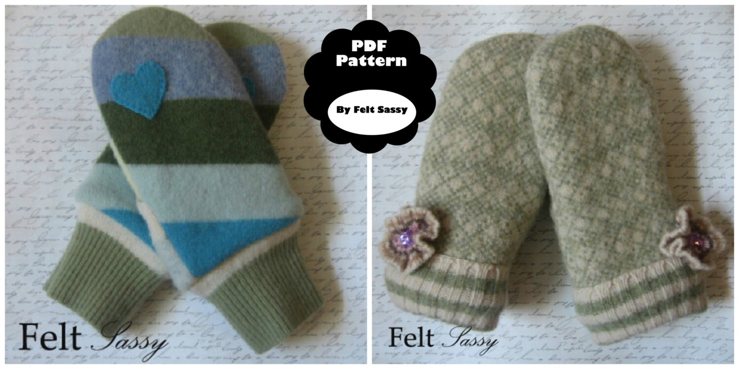 PDF Mitten Pattern - Two Styles and Customize Size for Making Felted ...