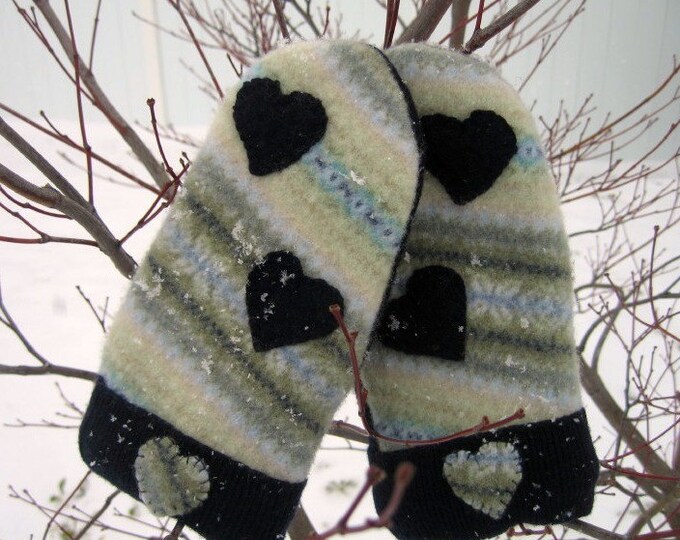 SALE Women's Felted Mittens Fair Isle Fully Lined - Etsy