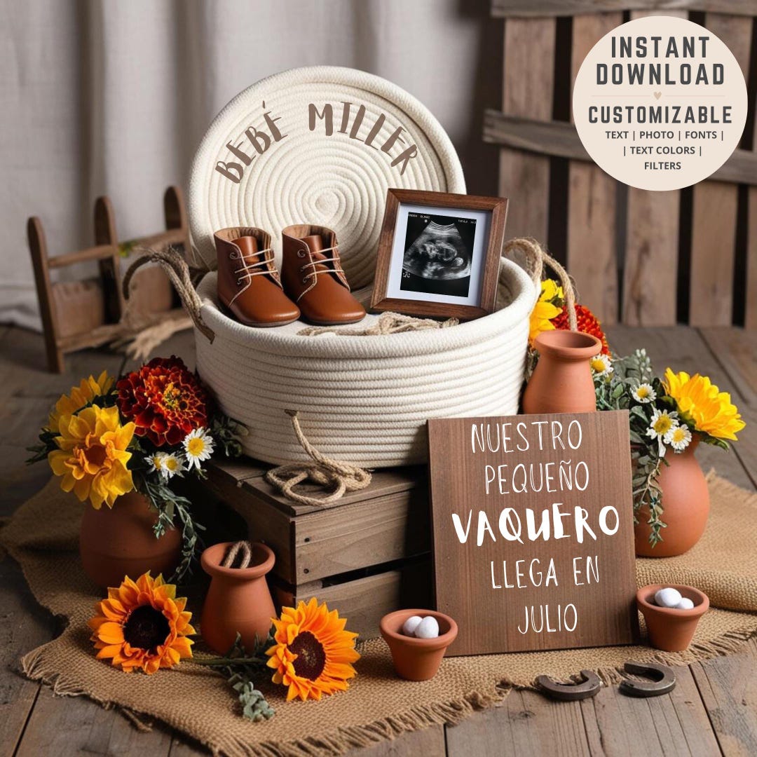 Rustic Ranchero Pregnancy Reveal Vaquero Baby Announcement Editable ...