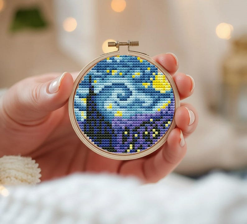 Starry Night Van Gogh Cross Stitch Pattern Based on the Famous Painting ...
