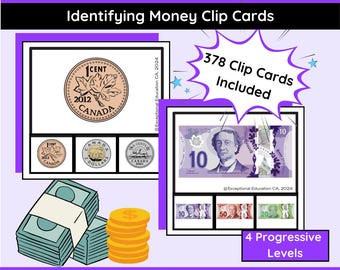 Canadian Money Identification Clip Cards: Autism, Special Education ...