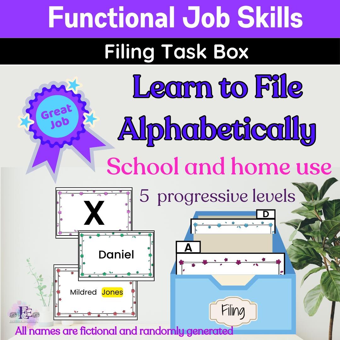 Job & Life Skills | Filing by Alpha Work Task Box | Special Education ...