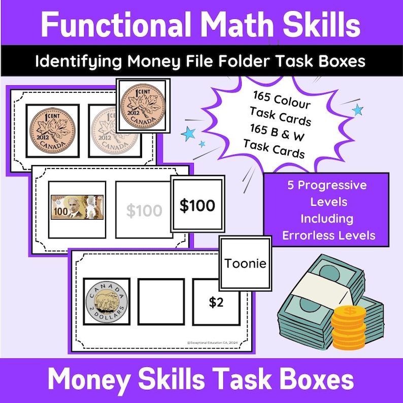 Canadian Money Task Box: Special Education, Autism (digital Download ...