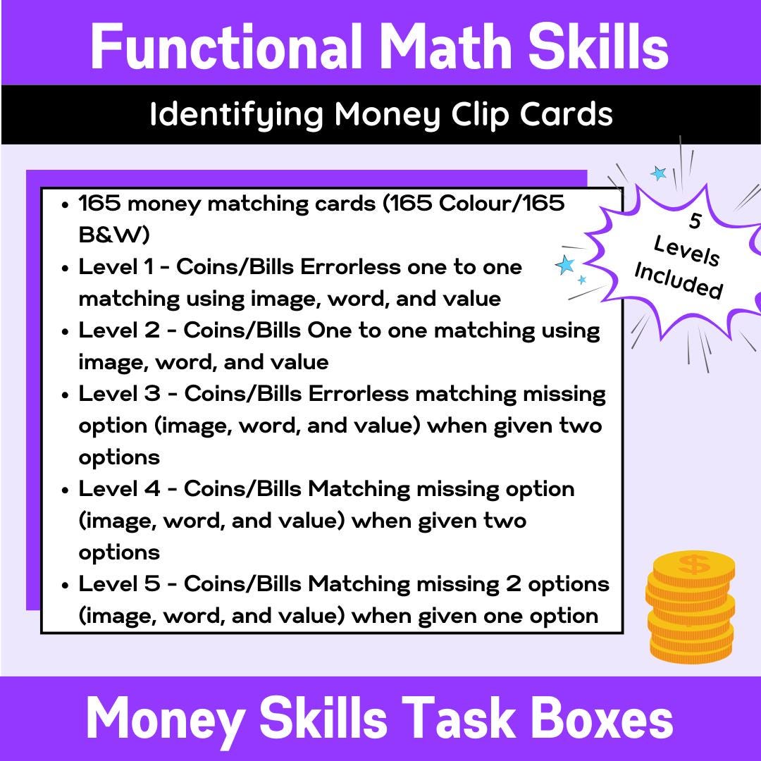 Canadian Money Task Box: Special Education, Autism (digital Download ...