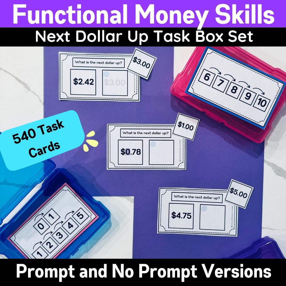 Next Dollar up Task Box Matching Set for Special Education & Primary ...