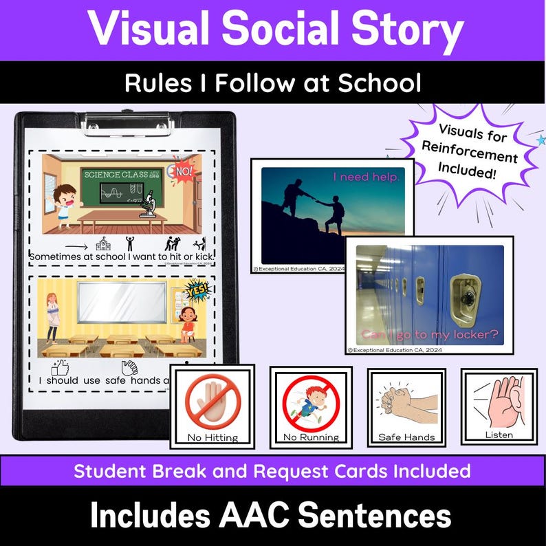 Visual Social Story Following School Rules for Special Education Autism ...