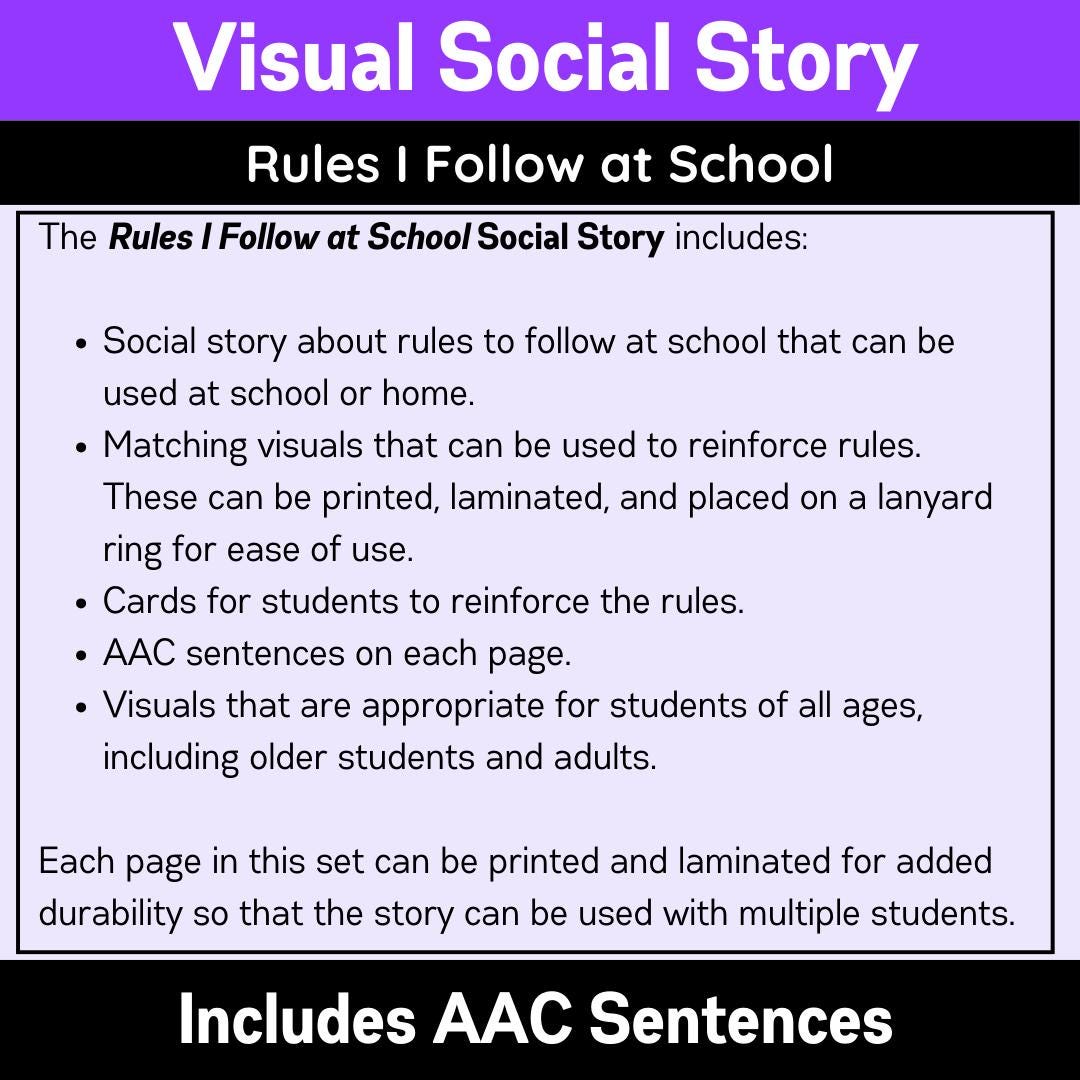 Visual Social Story Following School Rules for Special Education Autism ...