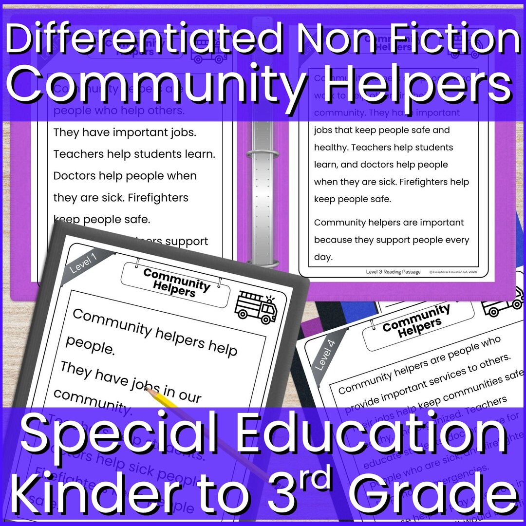 Community Helpers Nonfiction Functional Reading | Differentiated for ...