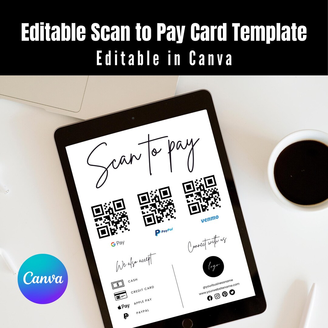 Scan to Pay Template, Scan to Pay Card Template, Canva Editable Scan to ...