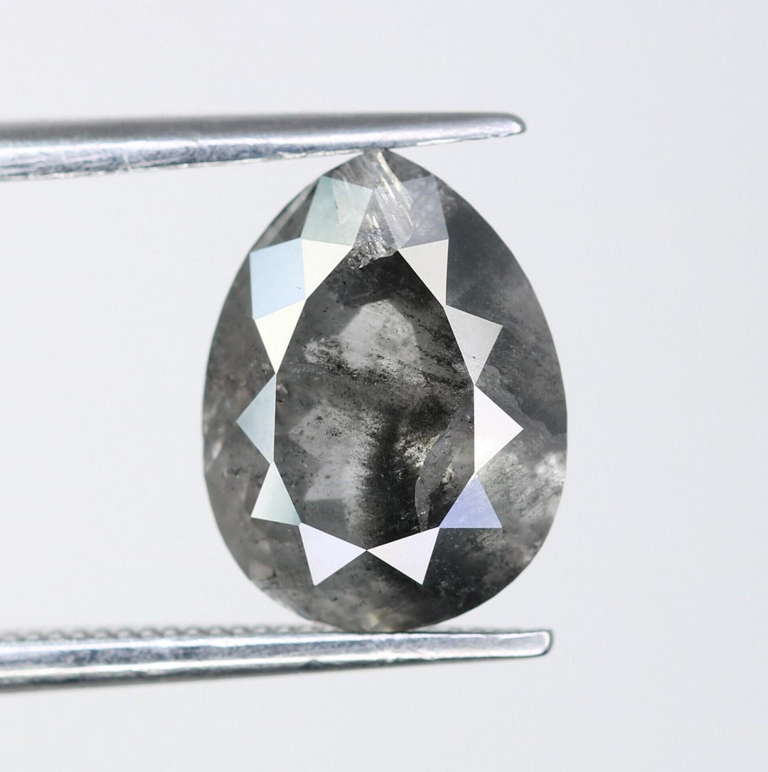 3.25 CT Pear Salt and Pepper Galaxy Diamond, Rustic Loose Diamond - Etsy