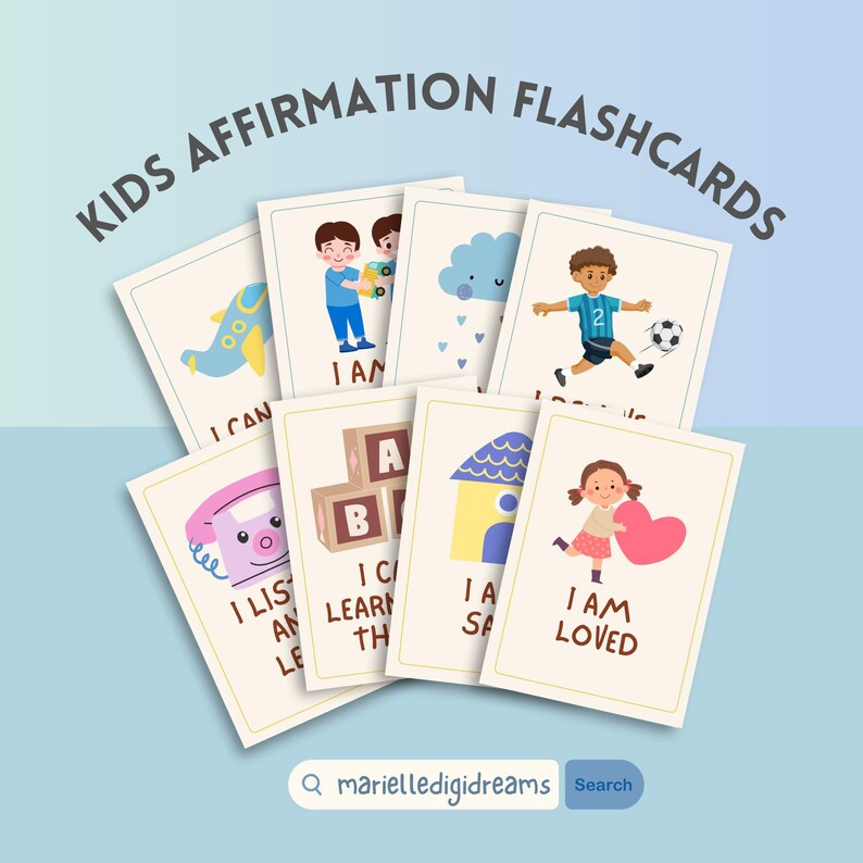 Positive Affirmation Cards for Kids, Printable Mindfulness Flashcards ...
