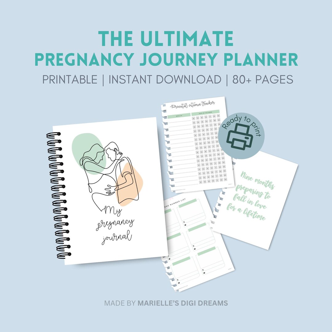 Pregnancy Journal Printable | Green Pregnancy Tracker, Bump Diary ...