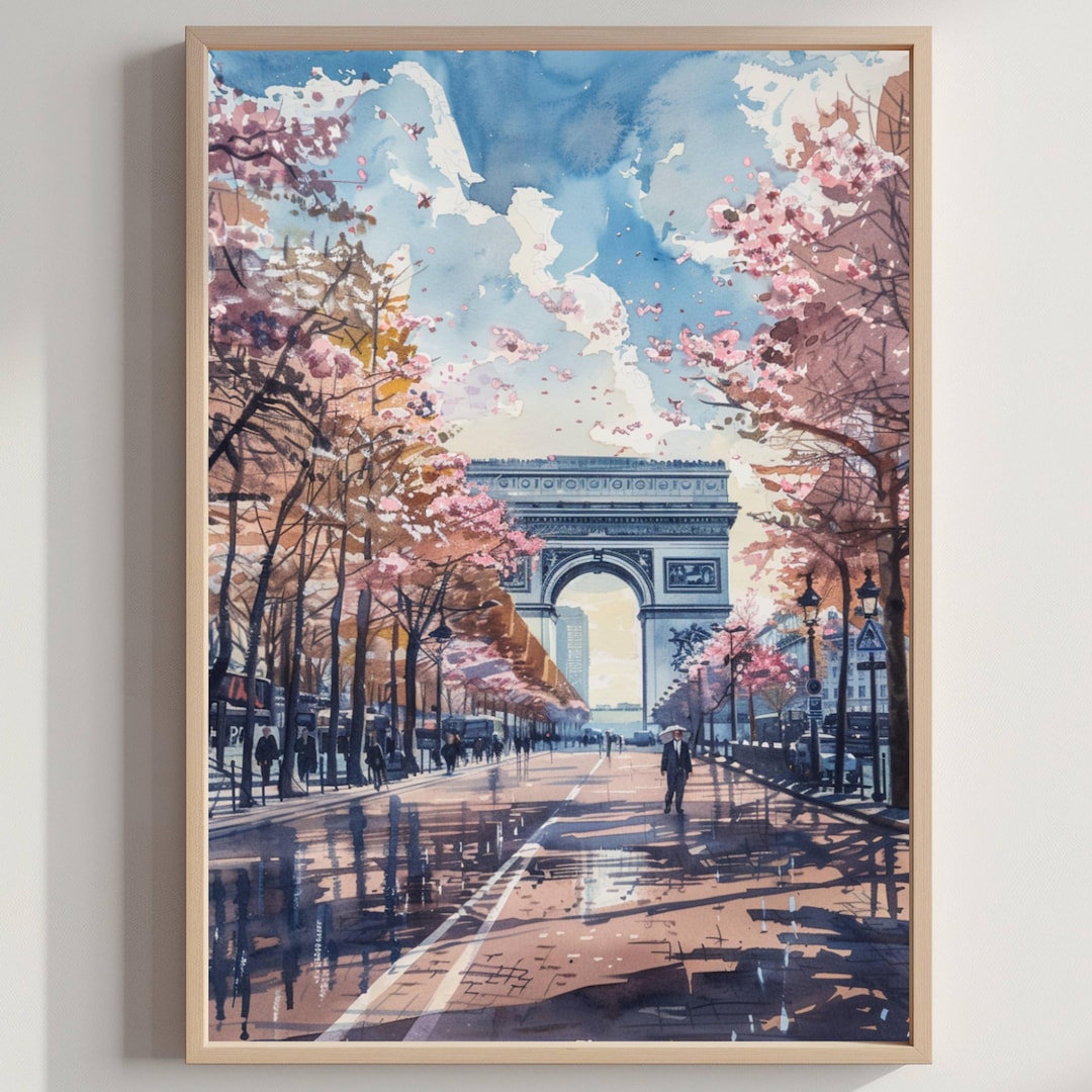 Champs Elysees Paris Watercolor: France Art Travel Poster - Etsy