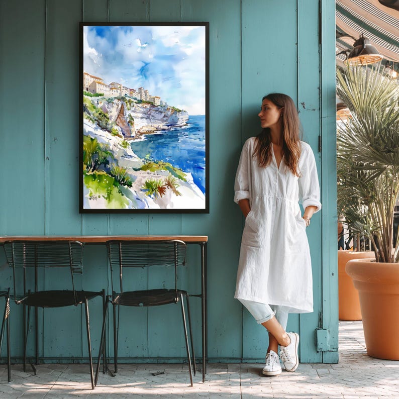 Bonifacio France Watercolor Print: France Travel Art Poster - Etsy