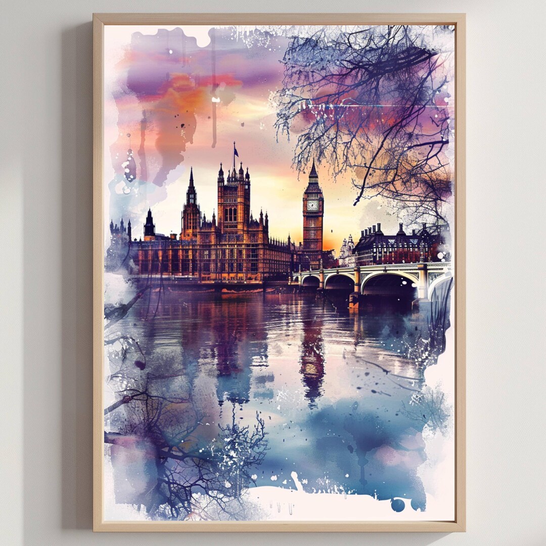 River Thames London England Watercolor: United Kingdom Travel Art ...