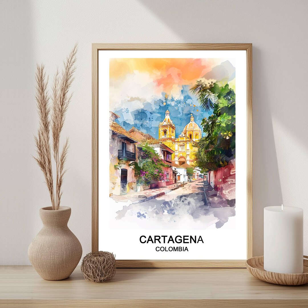 Cartagena Colombia Watercolour Printed Rolled Framed Poster Home Office ...