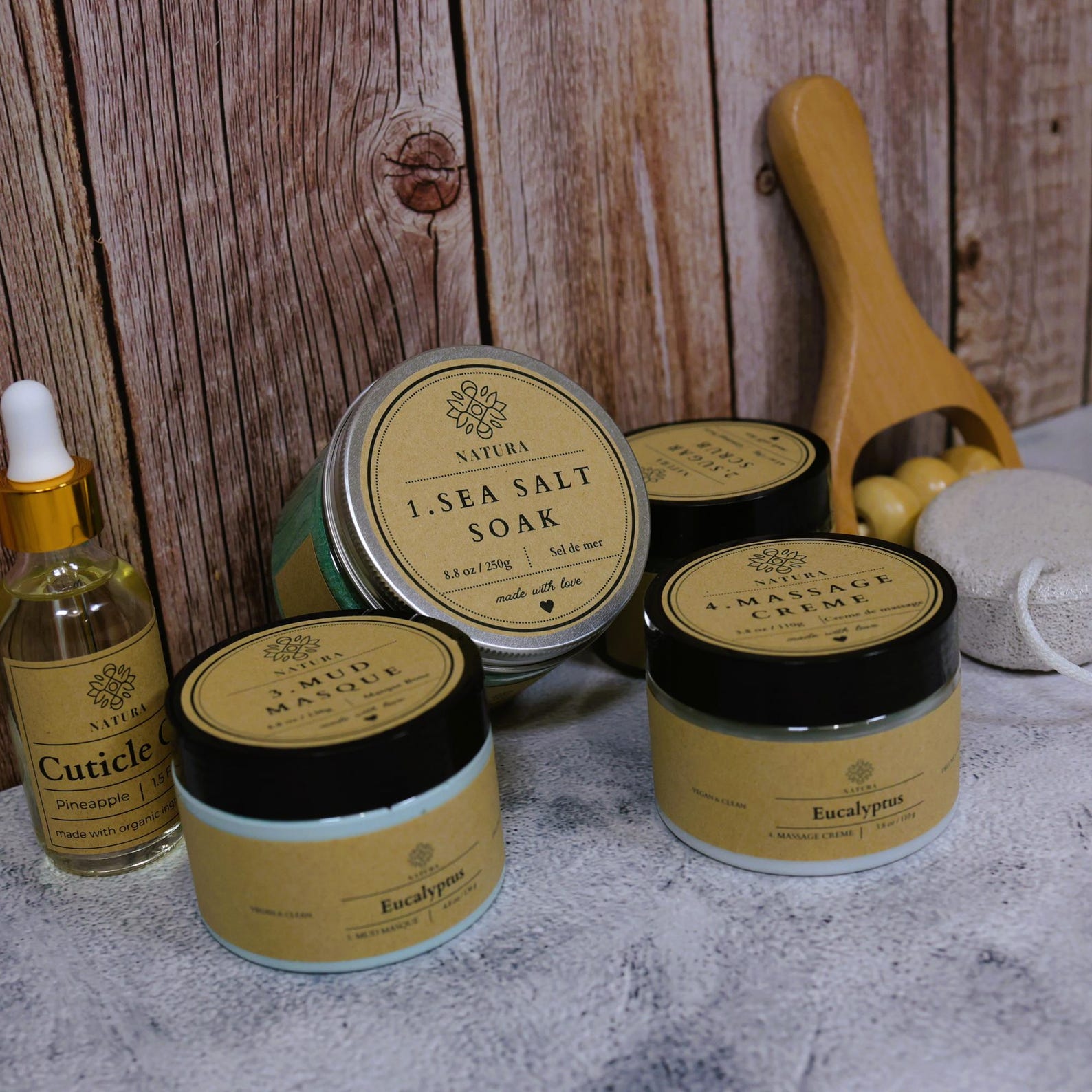 Deluxe 4-step Foot Spa Kit | Eucalyptus Sea Salt Soak, Sugar Scrub, Mud ...