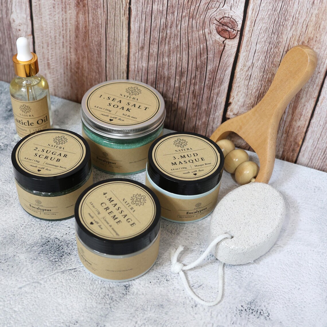 Deluxe 4-step Foot Spa Kit | Eucalyptus Sea Salt Soak, Sugar Scrub, Mud ...