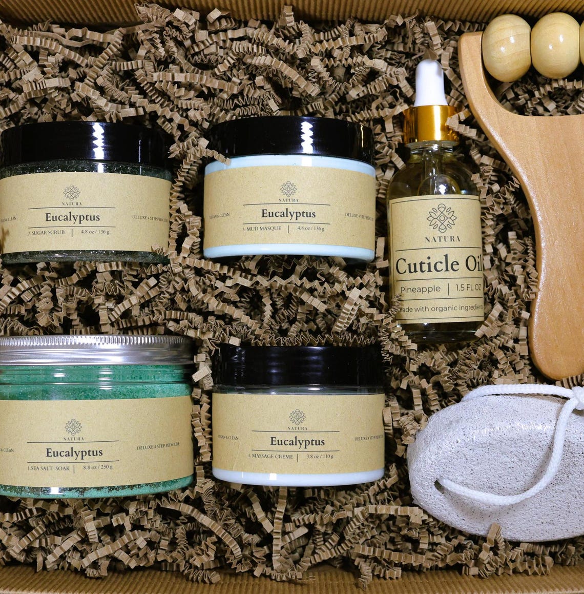 Deluxe 4-step Foot Spa Kit | Eucalyptus Sea Salt Soak, Sugar Scrub, Mud ...