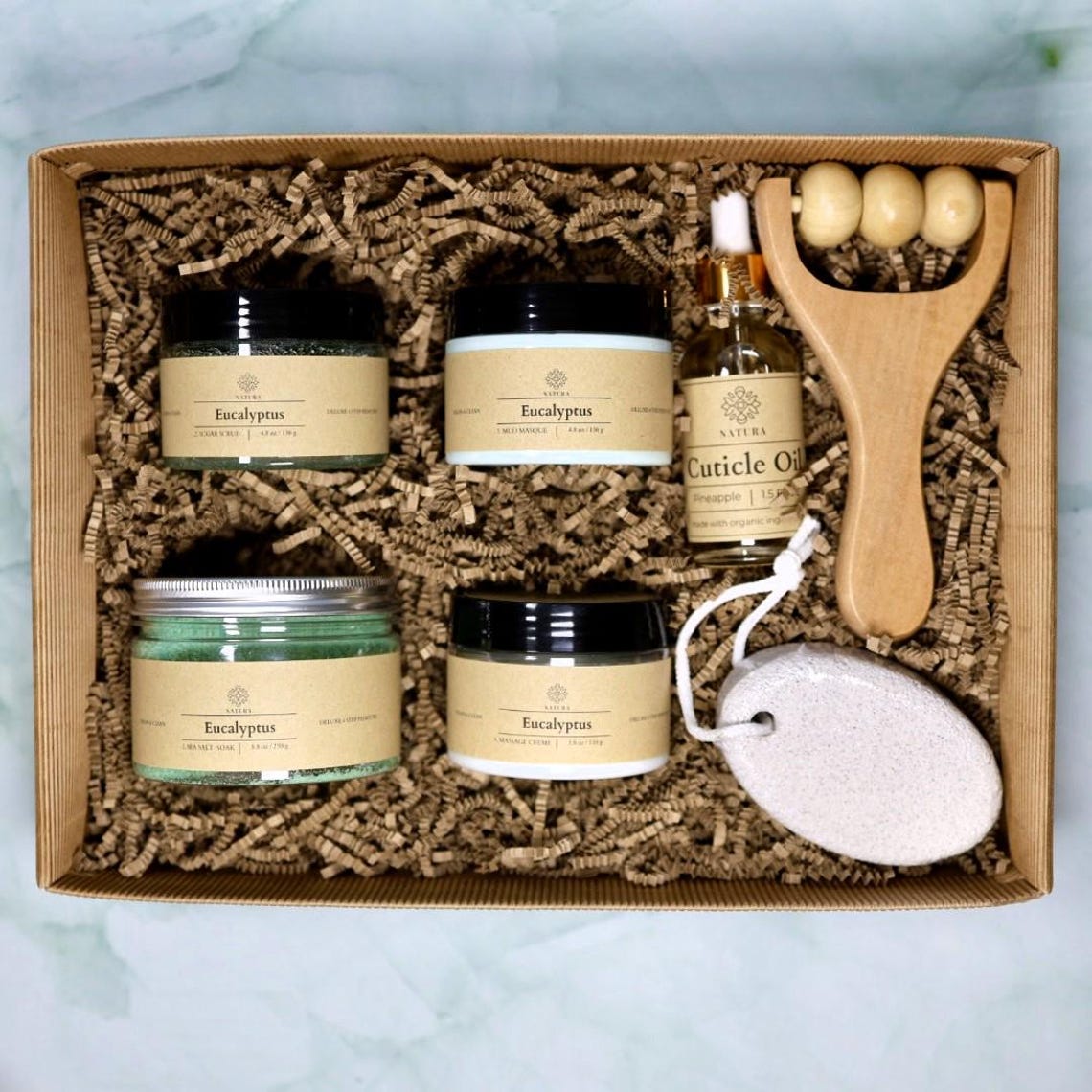 Deluxe 4-step Foot Spa Kit | Eucalyptus Sea Salt Soak, Sugar Scrub, Mud ...