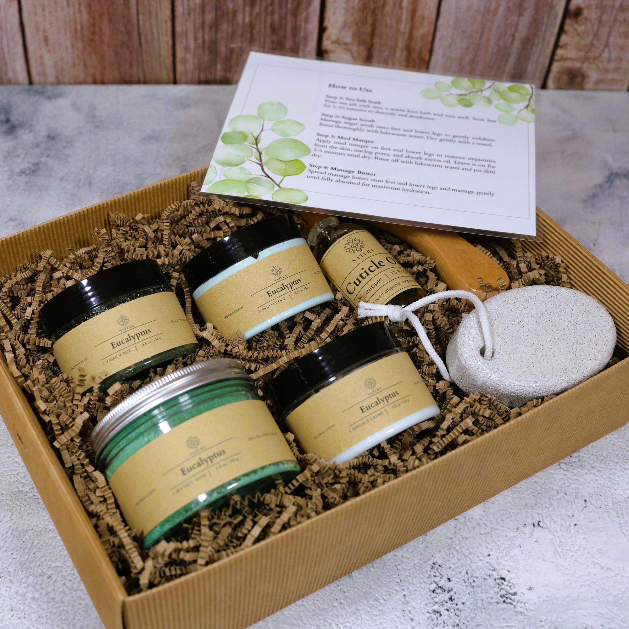 Deluxe 4-step Foot Spa Kit | Eucalyptus Sea Salt Soak, Sugar Scrub, Mud ...