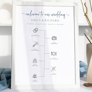 Elegant Wedding Timeline Sign Template Modern Order of Events Wedding ...