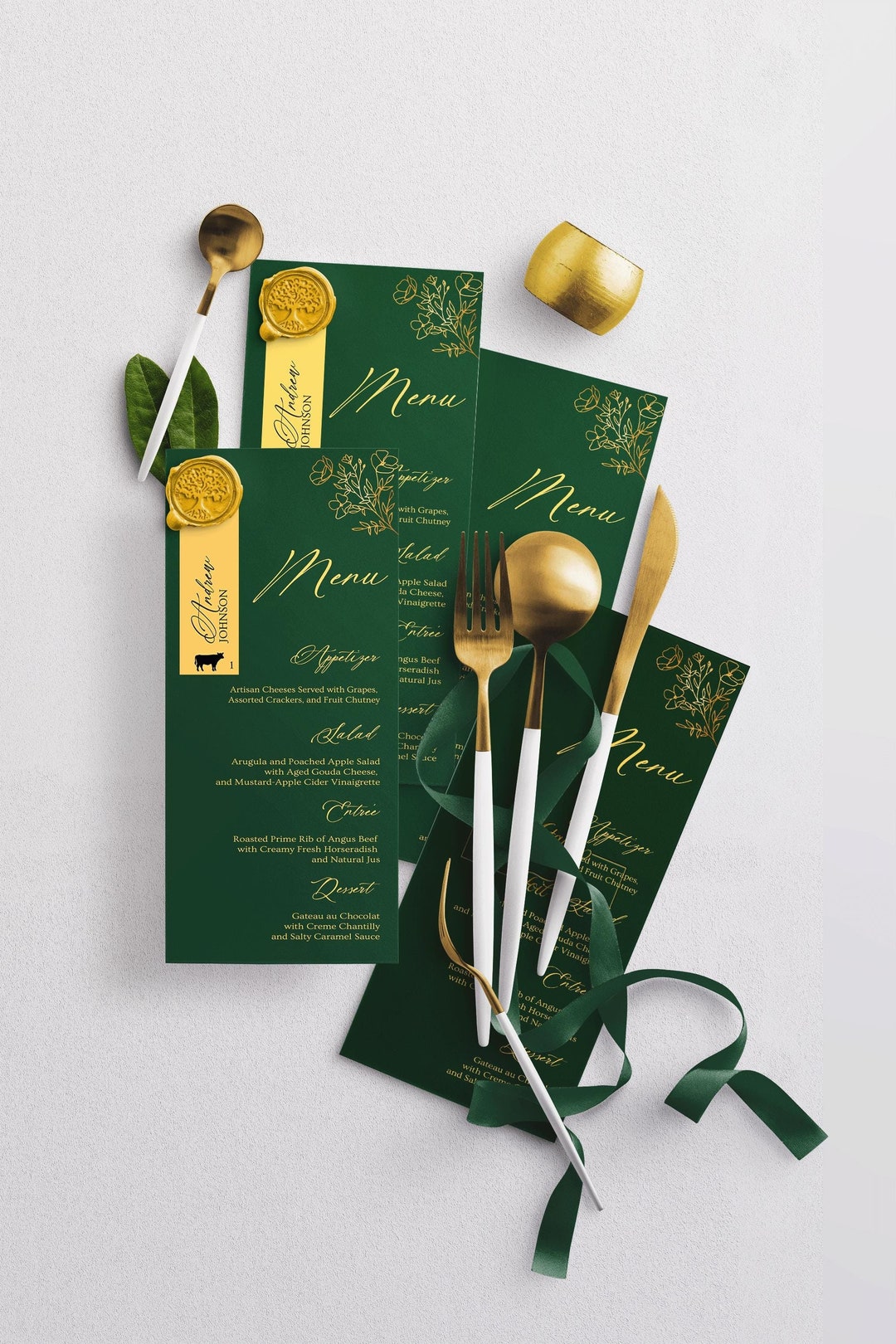 Enchanted Forest Wedding Menu & Place Card, Woodland Design, Elegant ...