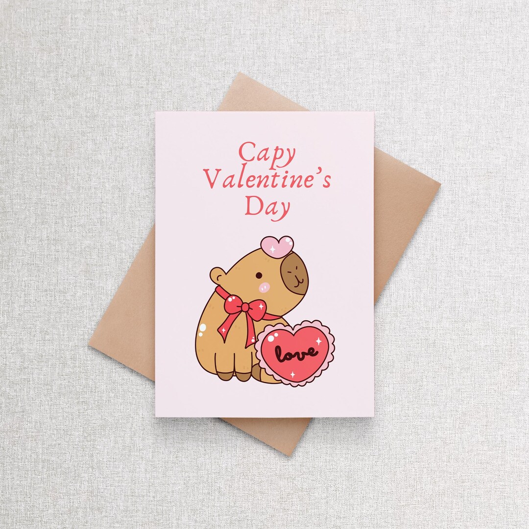 Capy Valentine's Day Personalized Greeting Card - Etsy