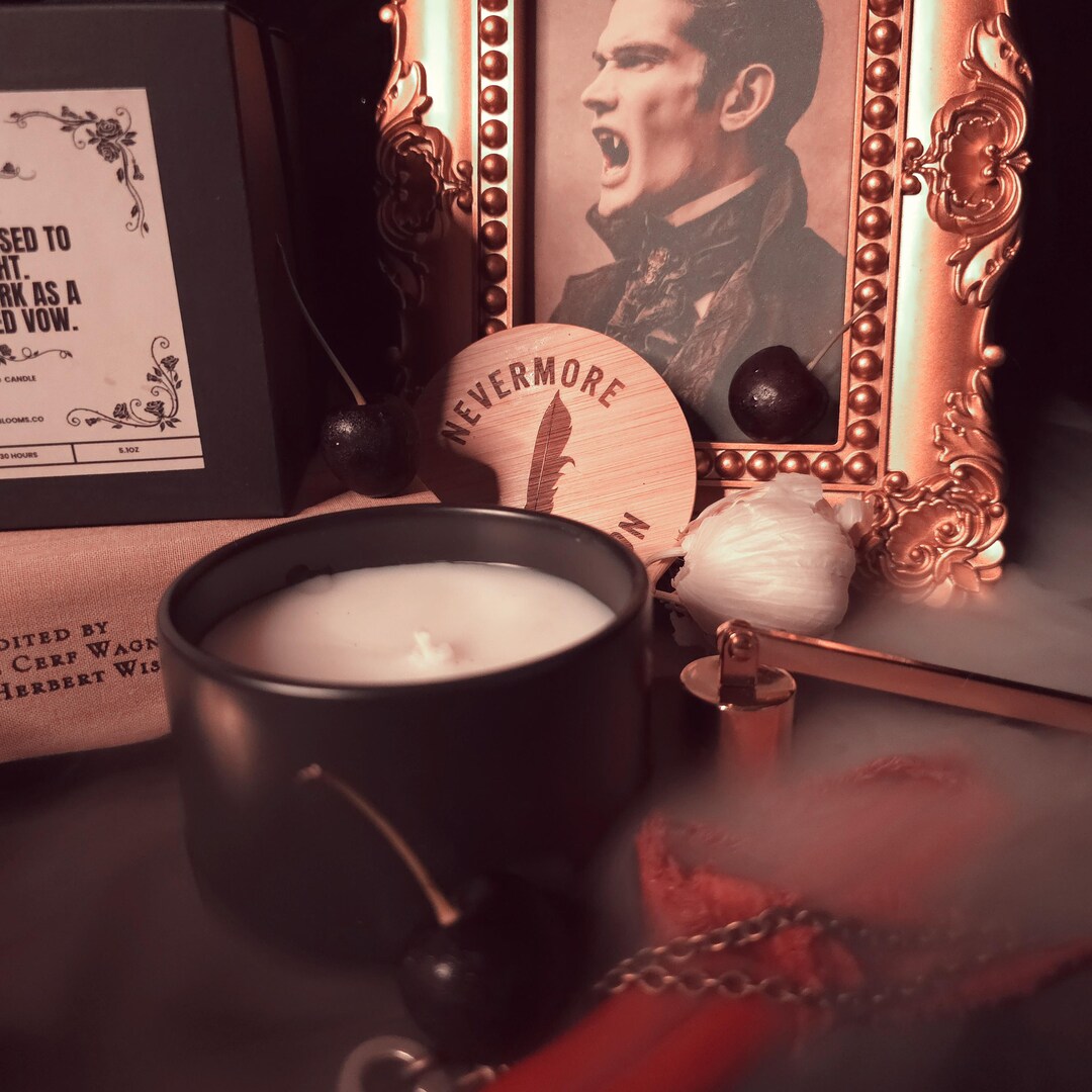 First Bite Halloween Candle: Spooky Gothic Vampire Jar Decor - Etsy
