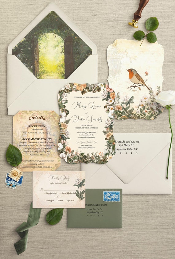 Secret garden wedding invitations | Beachweddingtips.com