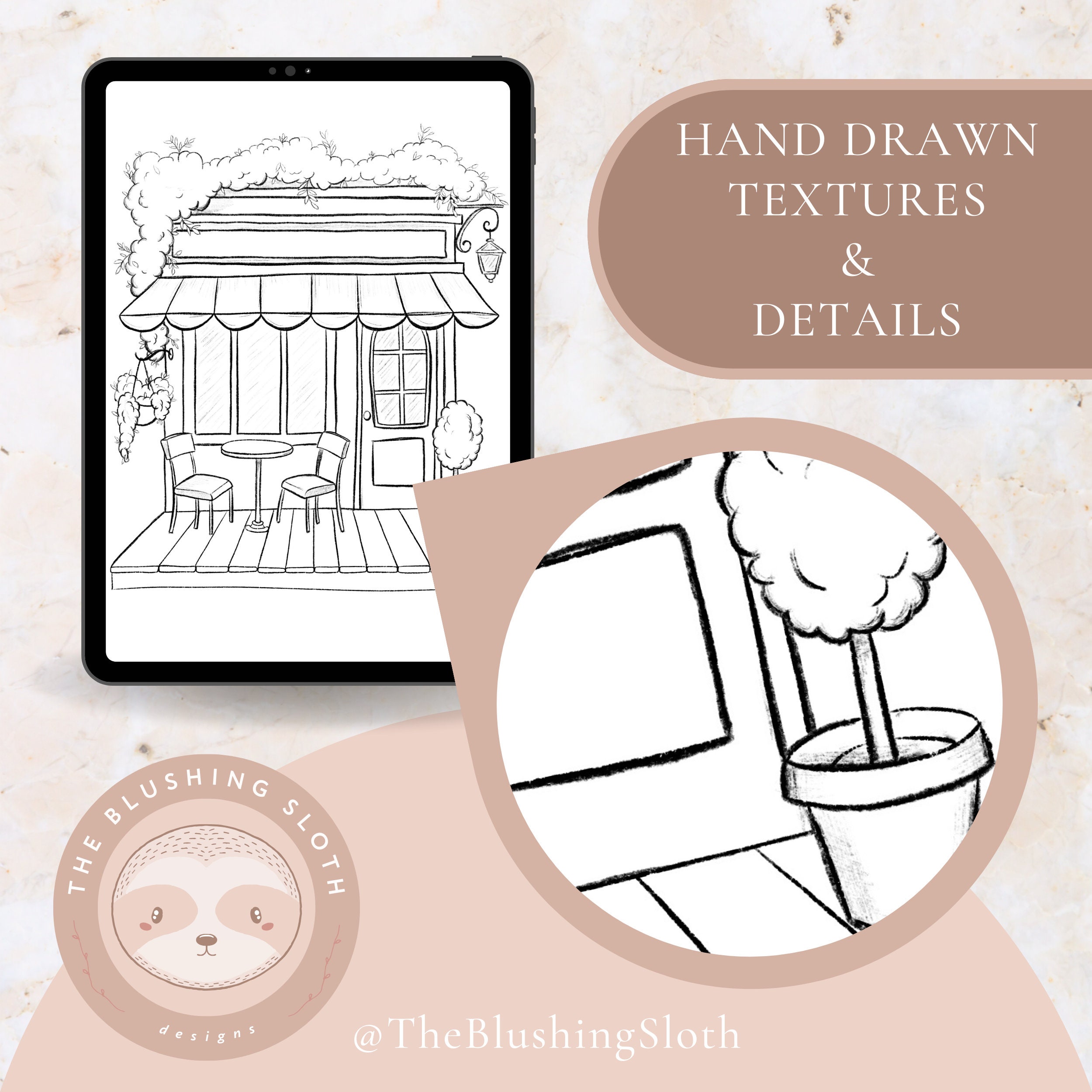 Printable Storefront Coloring Page - Storefront Digital Sketch ...