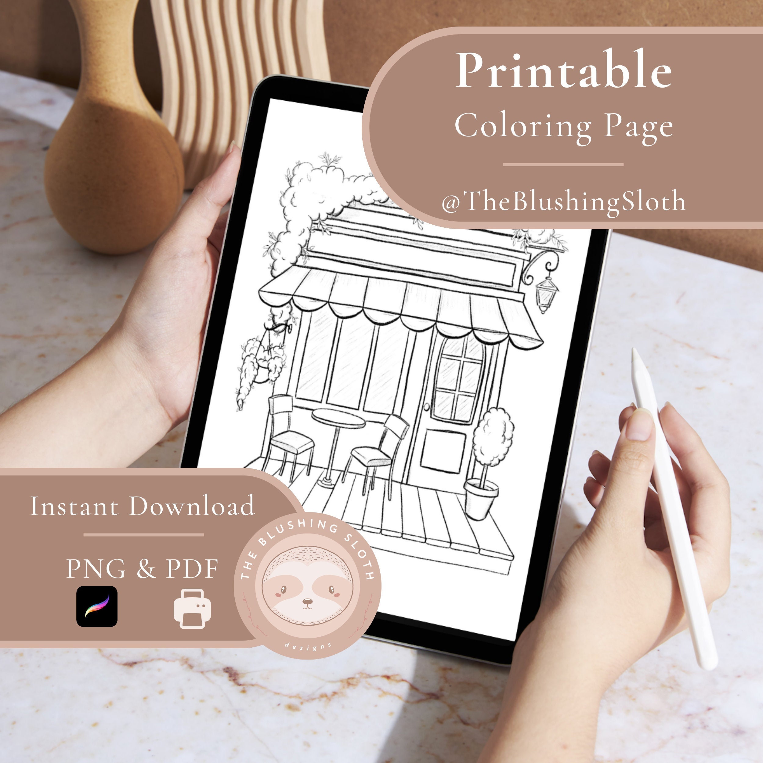 Printable Storefront Coloring Page - Storefront Digital Sketch ...