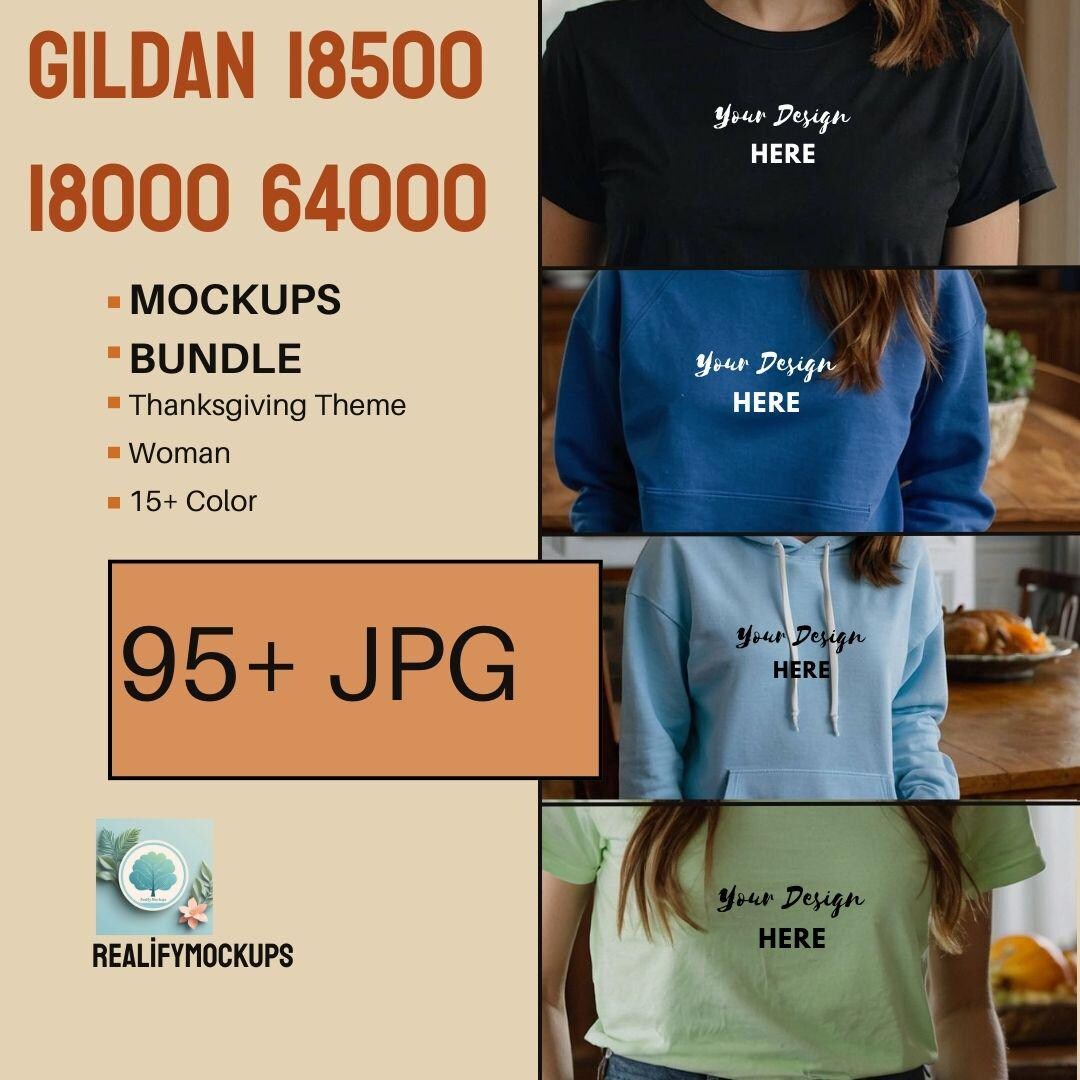Gildan 64000,18500,18000 Women's Mockup Bundle,thanksgiving Theme,95 ...