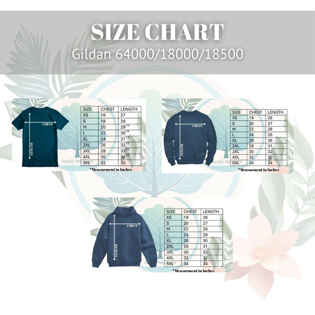 Gildan 64000/18000/18500 Size Chart, G640,G180,G185 Mockup and Size ...