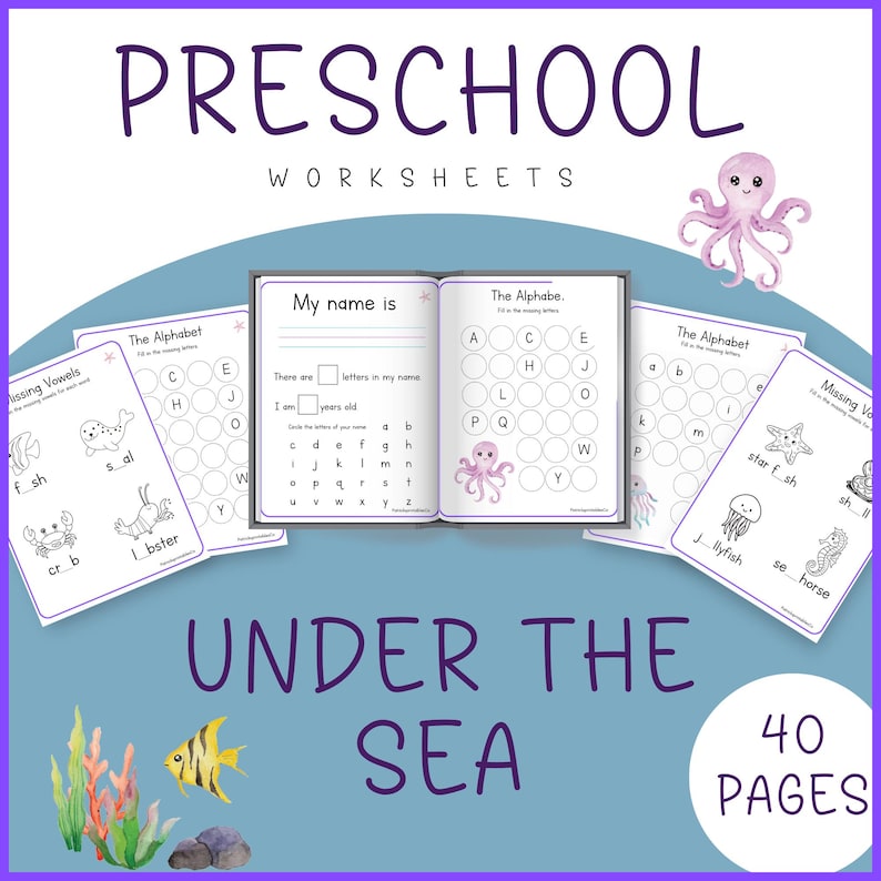 Under the Sea Preschool Worksheets - Etsy