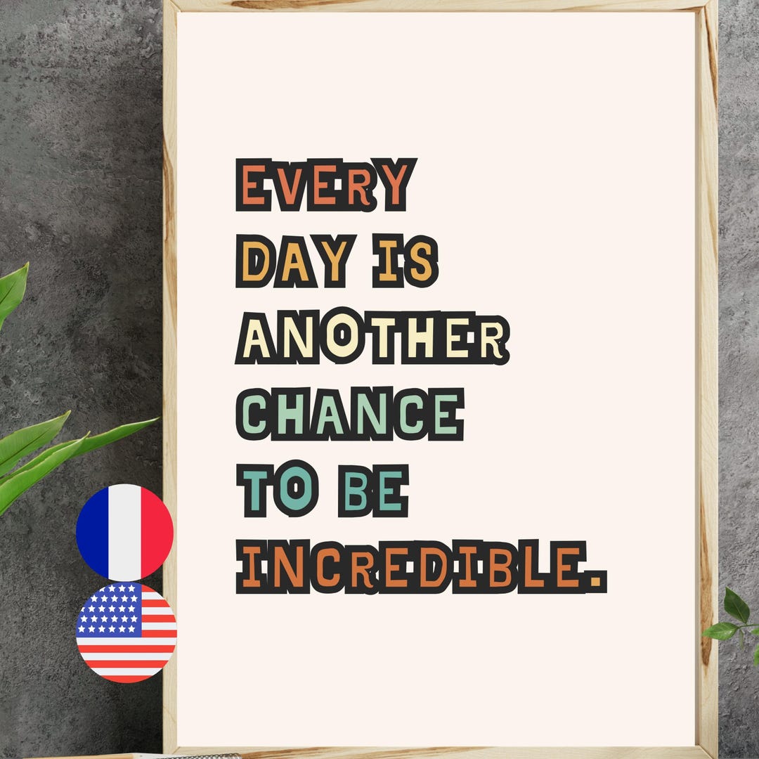 Positive Quote Poster in French and English, French Empowering Mantra ...