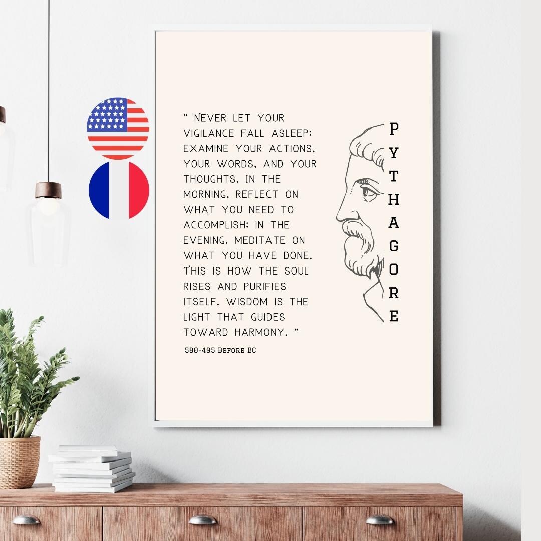 Famous Author Pythagoras Quote Poster in French and English, Scientific ...