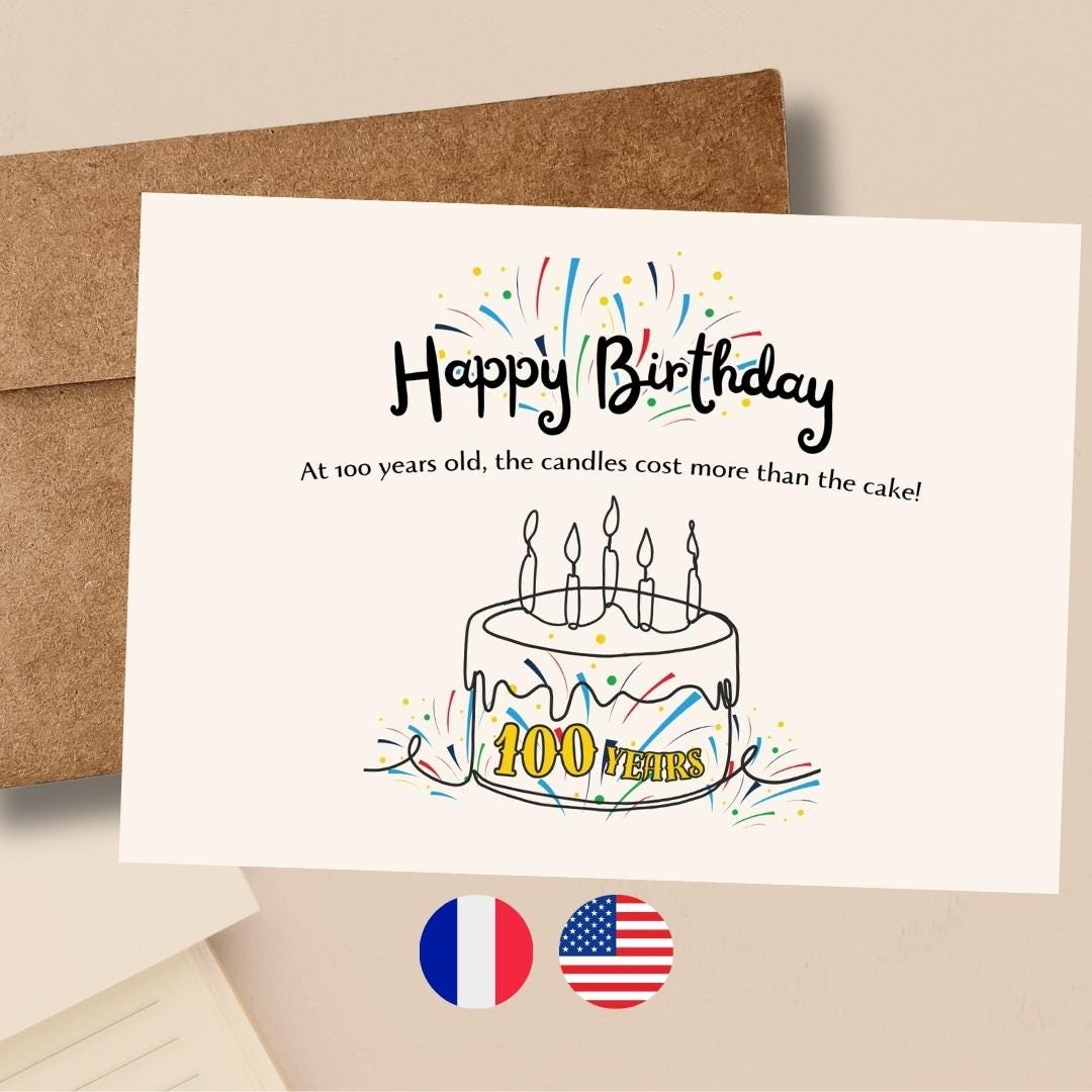 100th Birthday Card, Cute Centenary Birthday, 1925 Birthday Card in ...